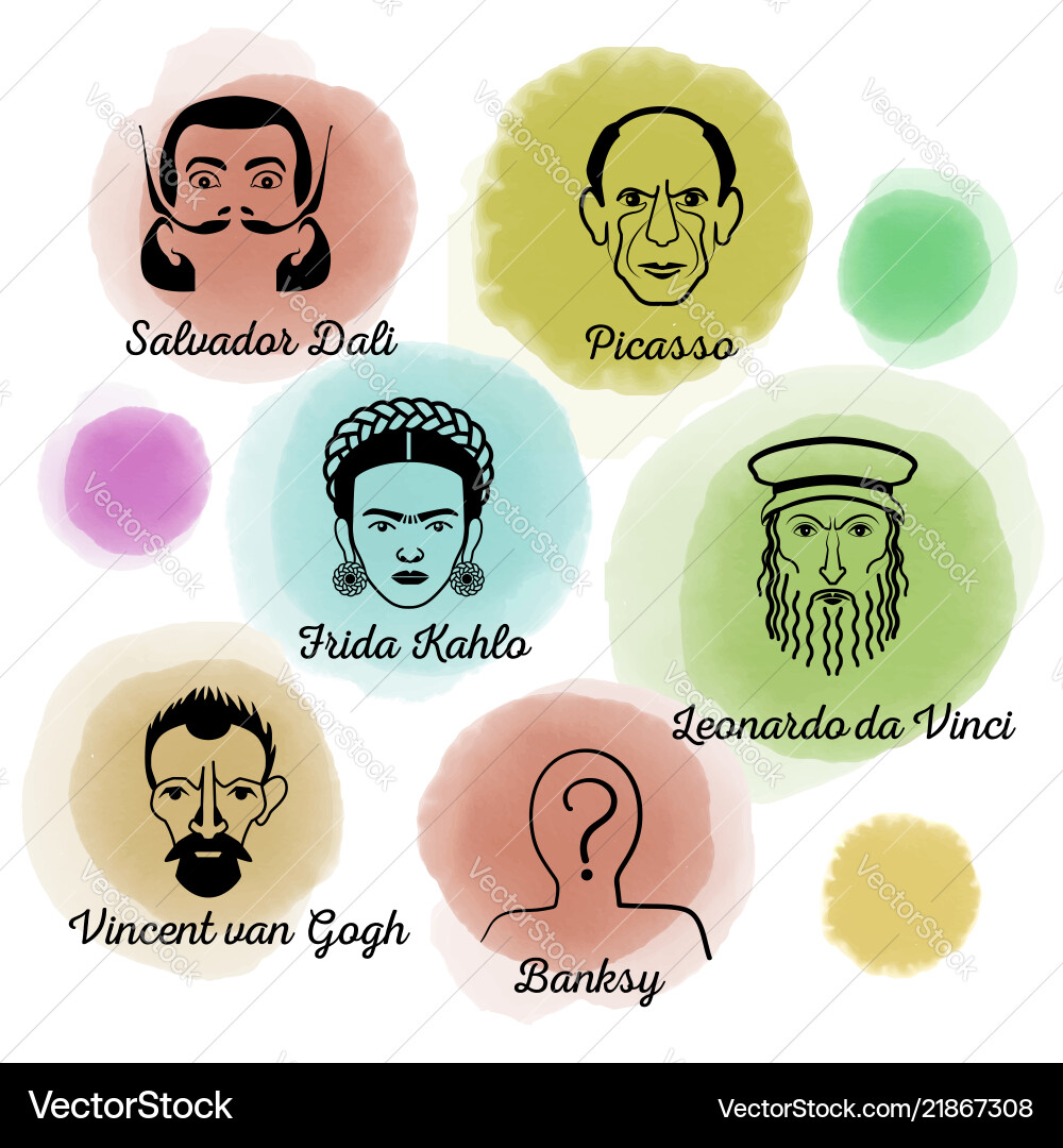 Famous artist icon set Royalty Free Vector Image