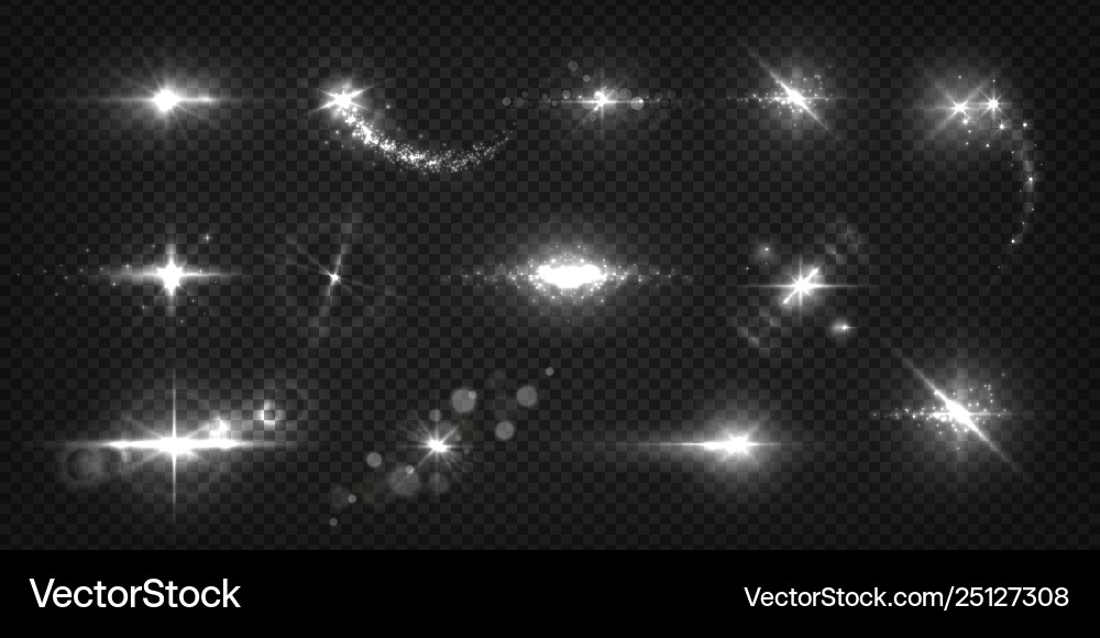 Glowing light effects realistic flashes Royalty Free Vector