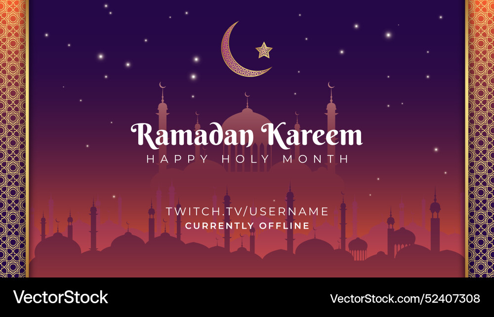 Gradient ramadan twitch background Royalty Free Vector Image