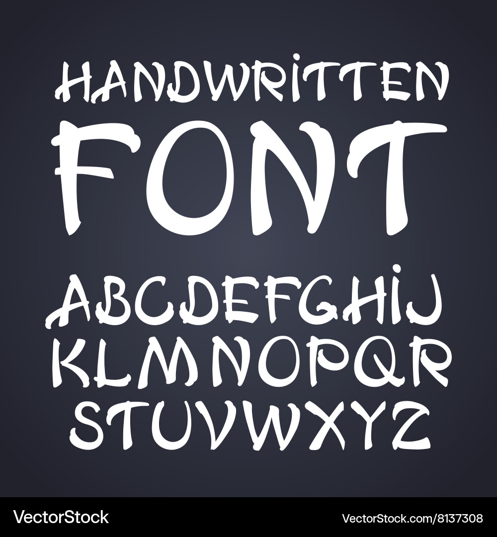 Handwritten brush font white letters Royalty Free Vector