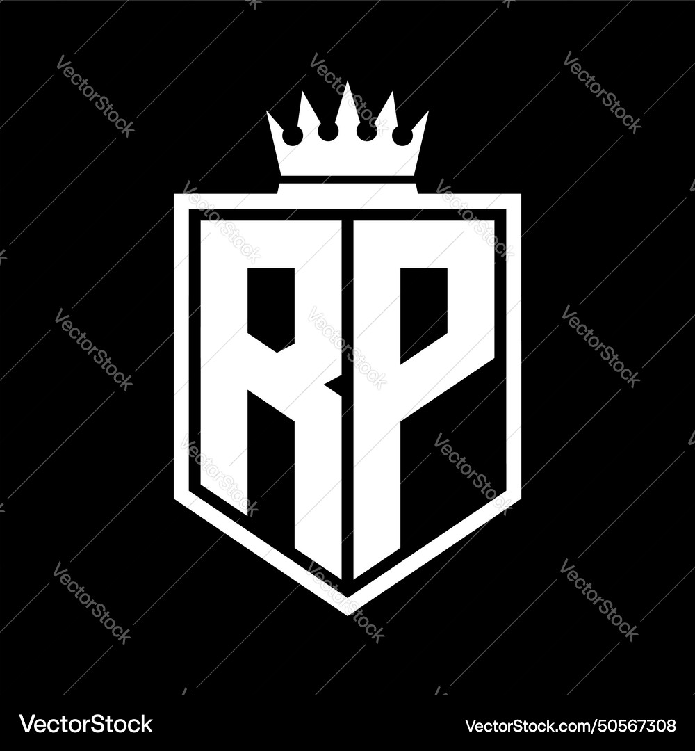 Rp logo monogram bold shield geometric shape Vector Image