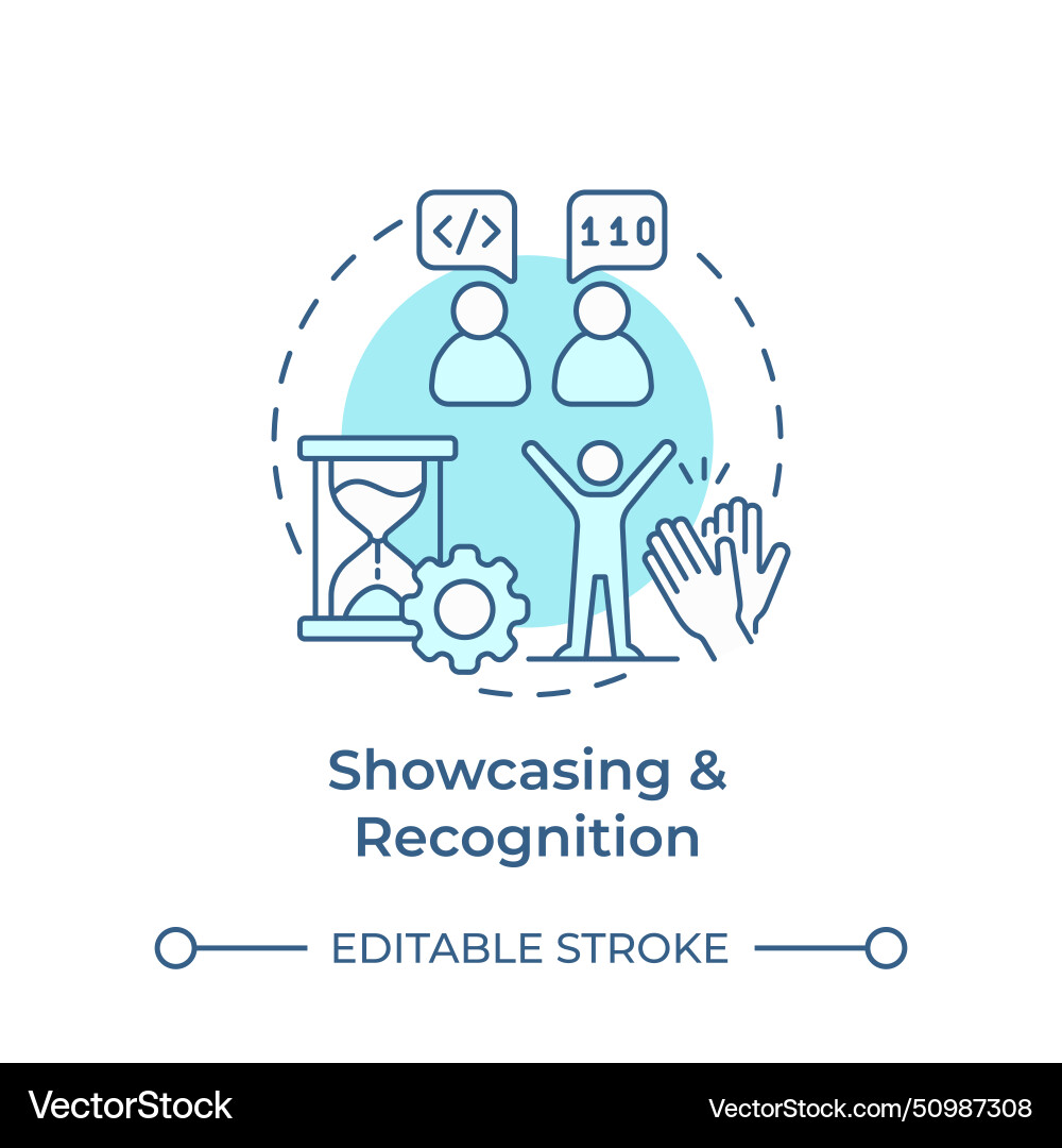Showcasing and recognition soft blue concept icon Vector Image