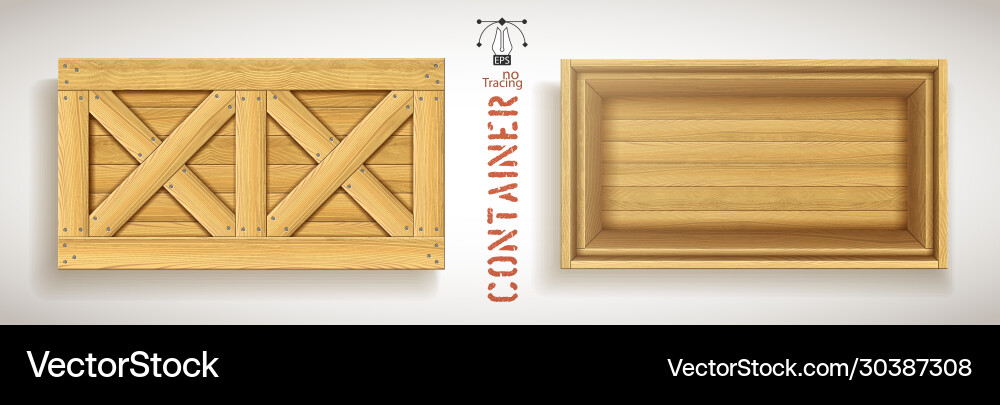 Wooden box with double crosses on open lid Vector Image