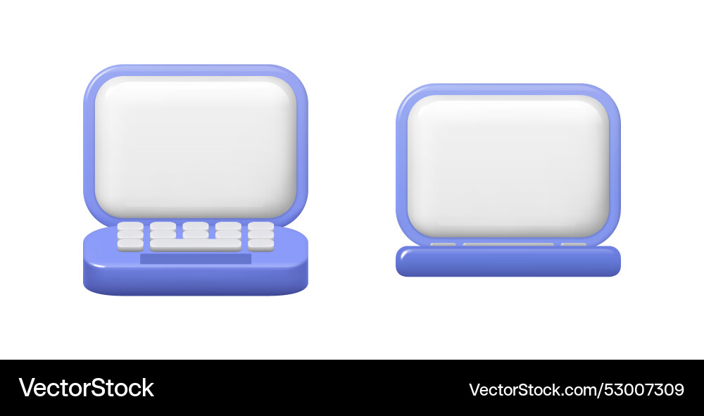Computer laptop pc with keyboard 3d Royalty Free Vector
