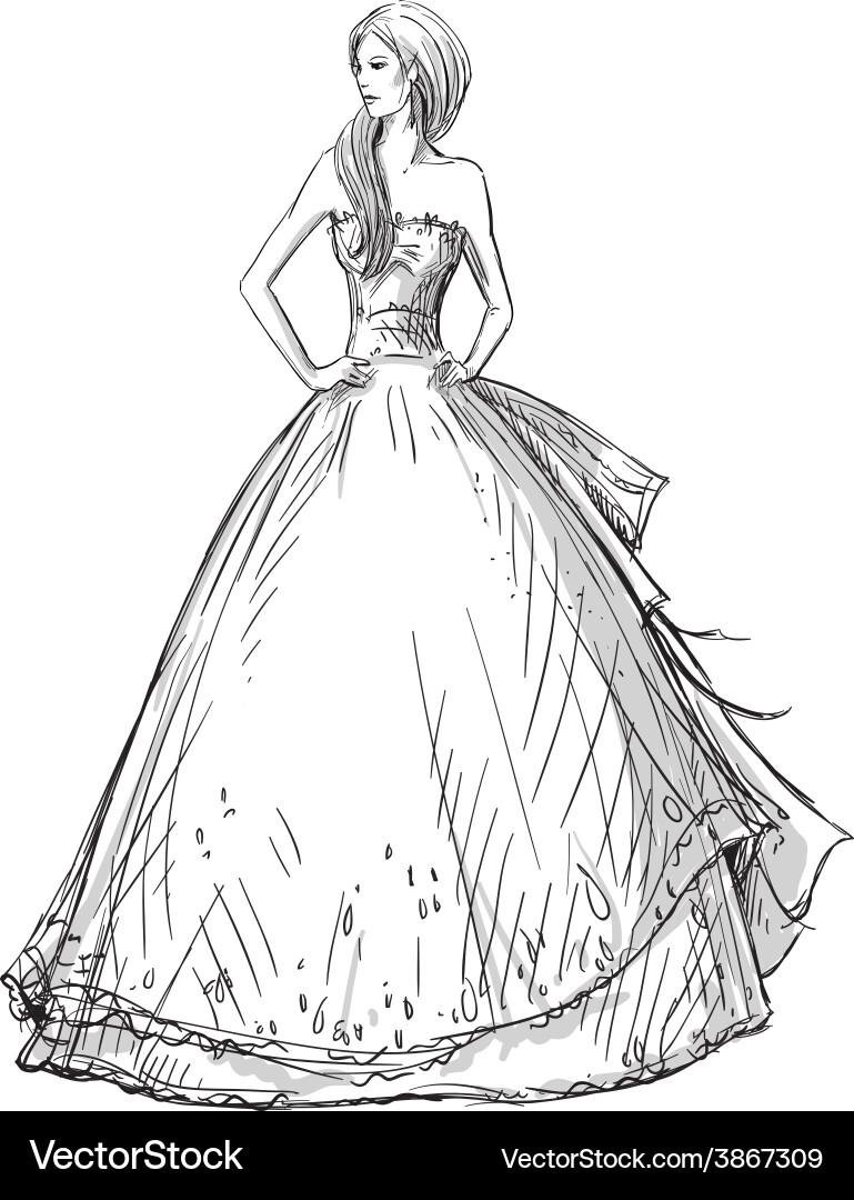 Elegant Bridal Sketch Royalty Free Vector Image
