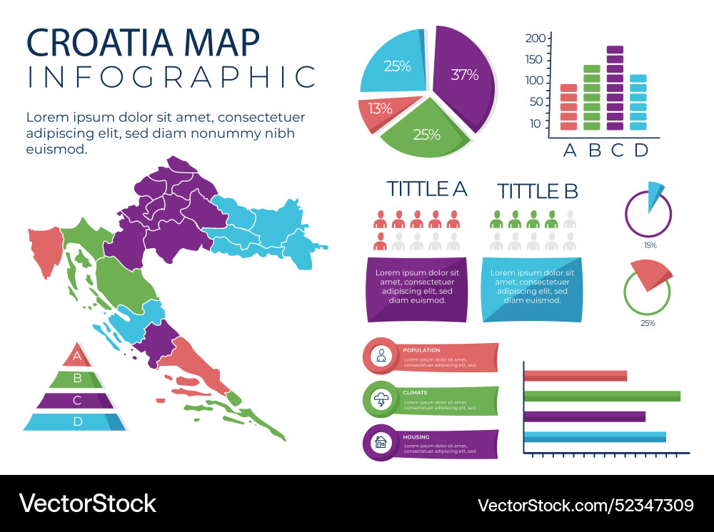 Hand drawn croatia map infographic Royalty Free Vector Image