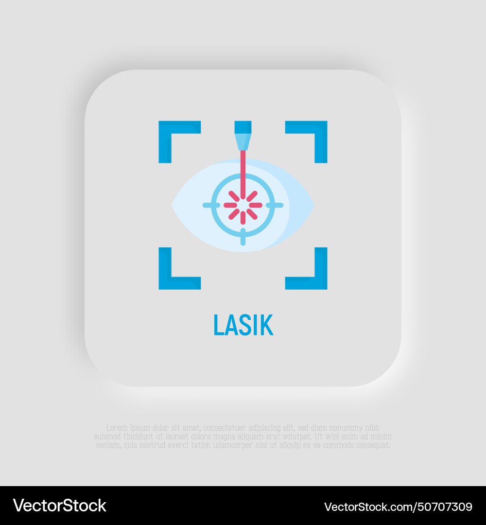 Laser eye surgery flat icon ophthalmology lasik Vector Image