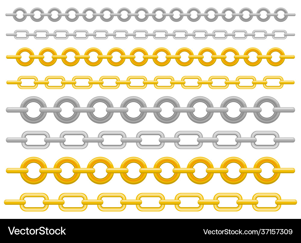 Metallic chain design isolated on white background