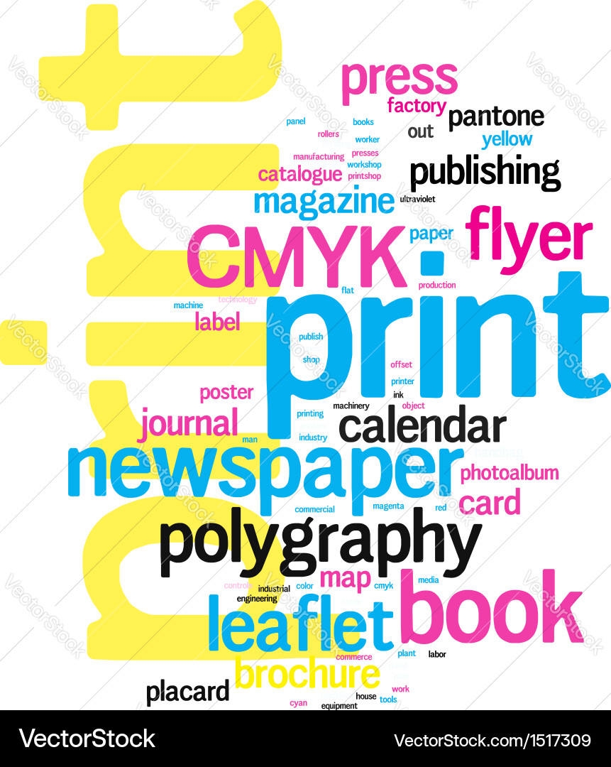 Printing word cloud Royalty Free Vector Image - VectorStock