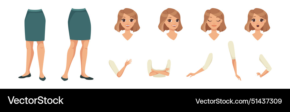 Woman arm legs and head as character constructor Vector Image