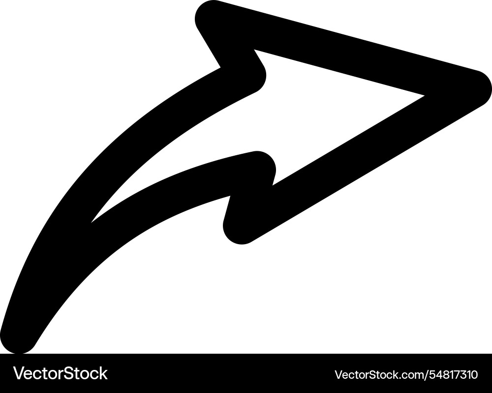 Bold black curved arrow pointing right Royalty Free Vector