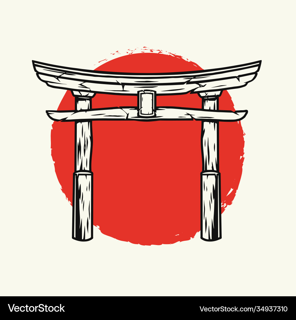Japanese torii gate template Royalty Free Vector Image