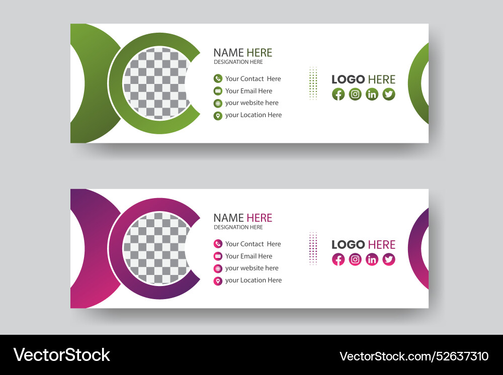 Modern gradient colorful design email signature Vector Image