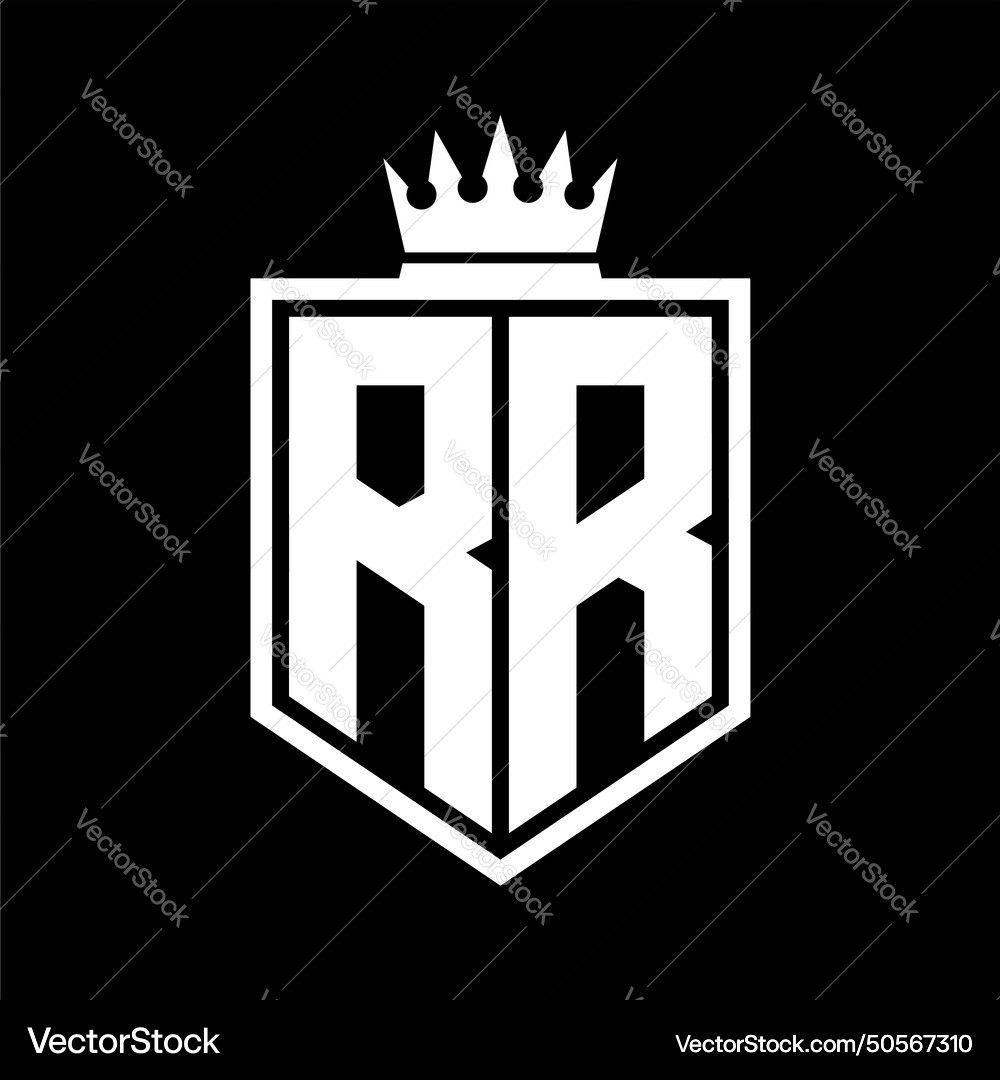 Rr logo monogram bold shield geometric shape Vector Image