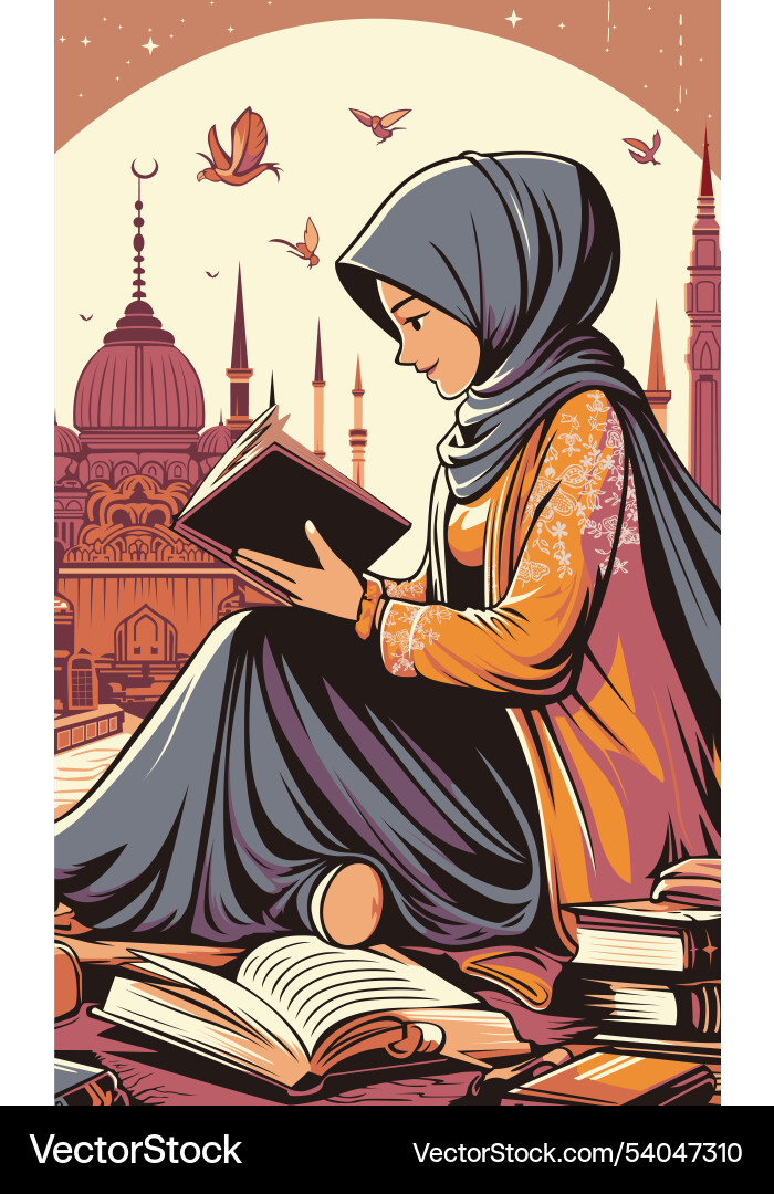 Santri muslimah Royalty Free Vector Image - VectorStock