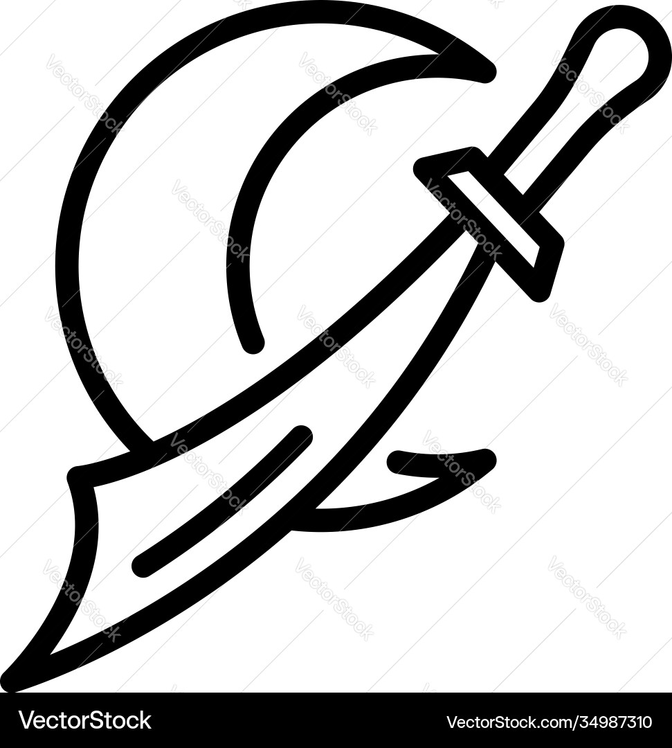 Turkish sword icon outline style Royalty Free Vector Image