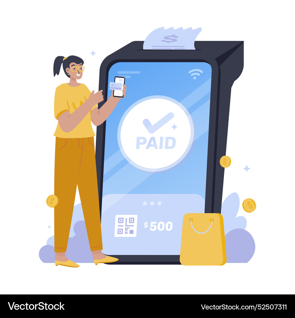 Cashless digital transaction payment Royalty Free Vector