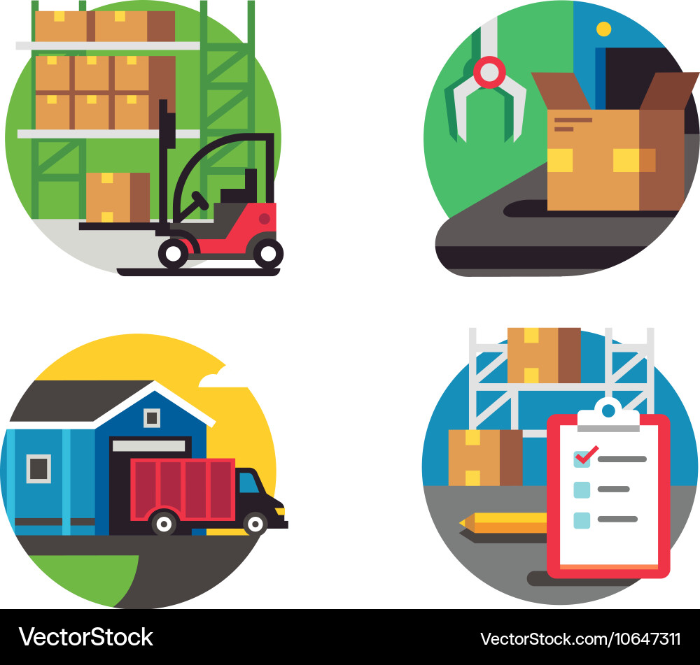 Icons warehouse and logistic Royalty Free Vector Image