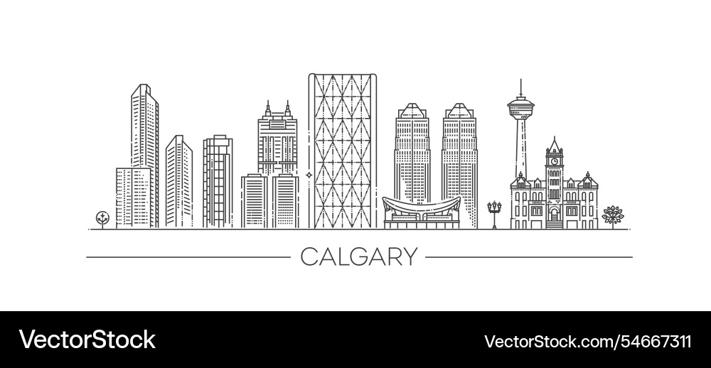 Outline calgary canada city skyline with modern Vector Image