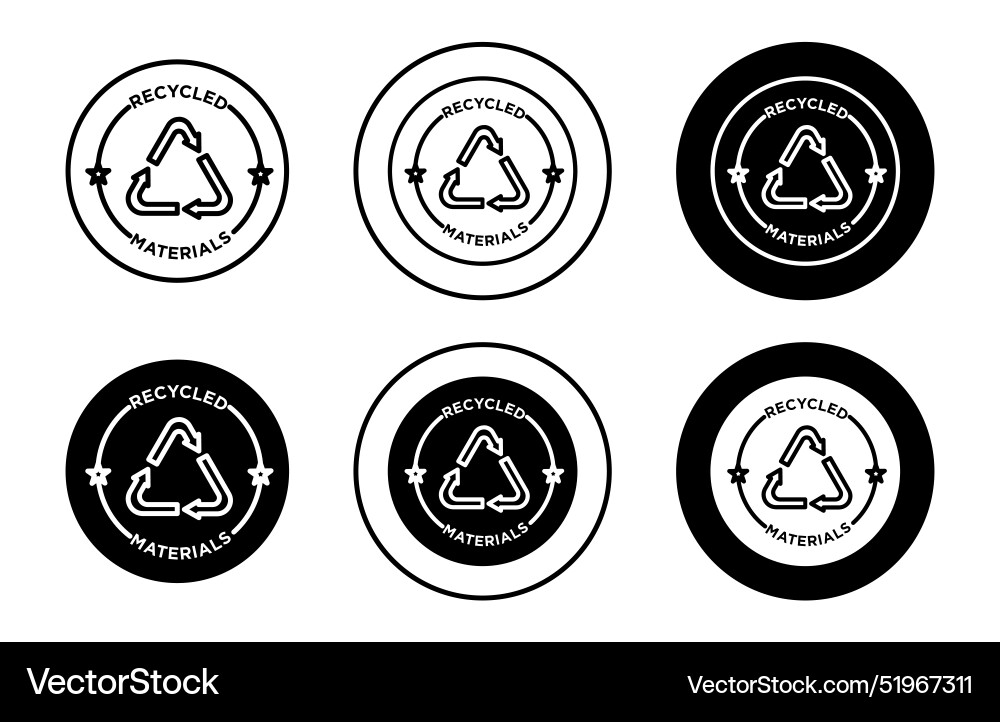 Recycle materials simple icon collection set Vector Image