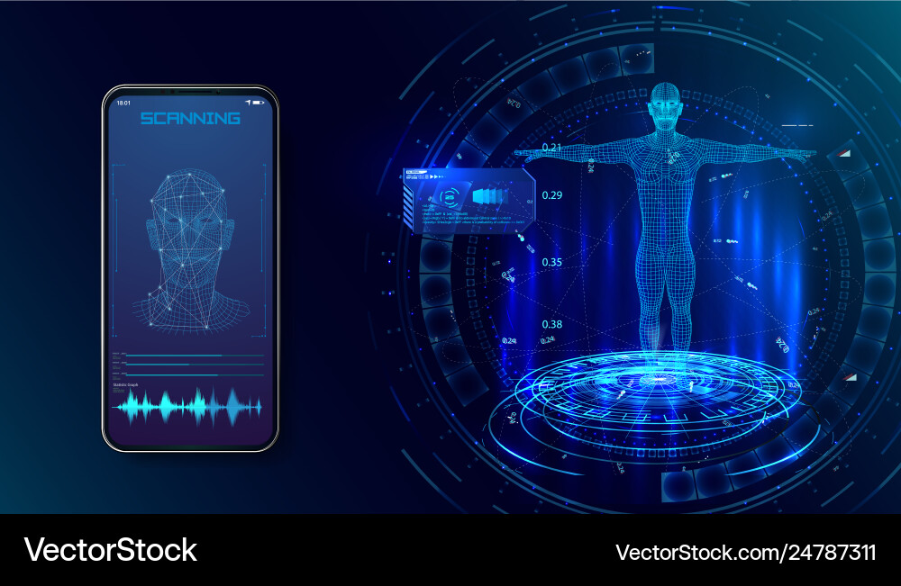 Robot Facial Recognition HUD Royalty Free Vector Image