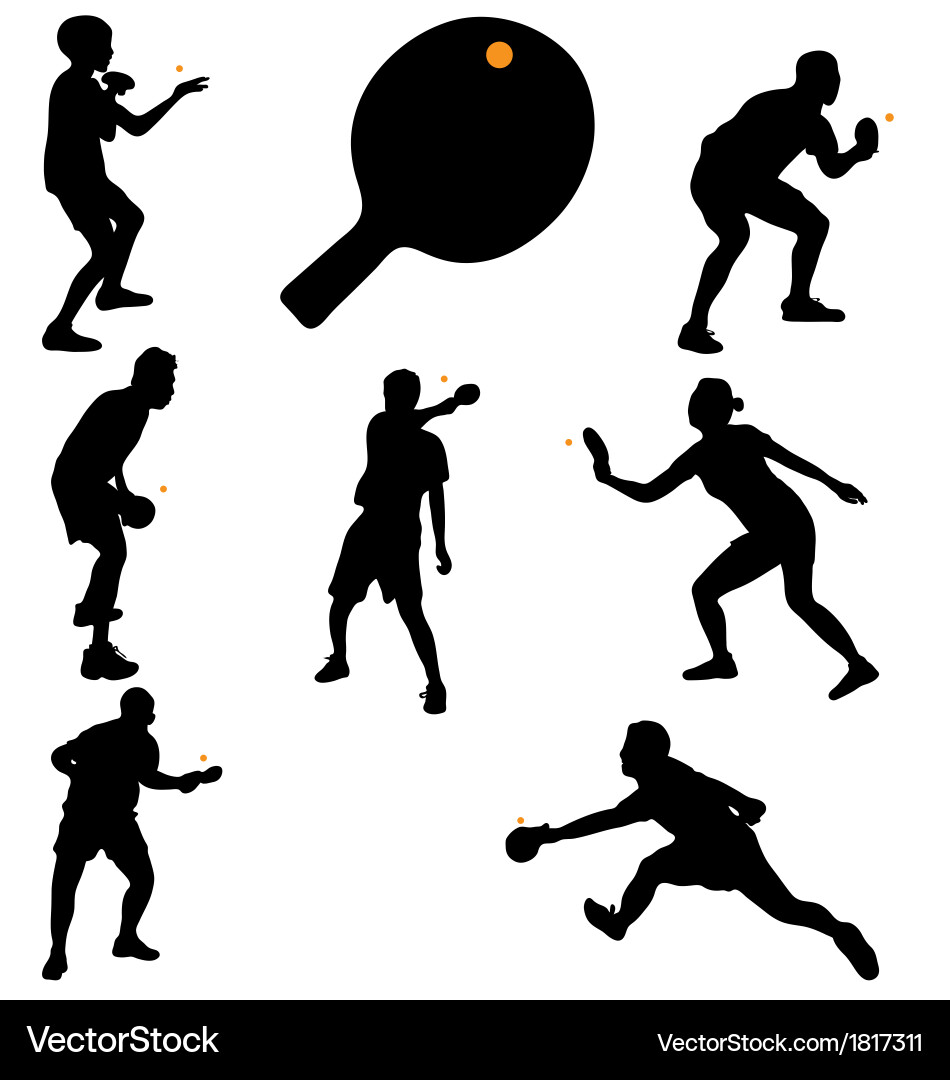 Table tennis players Royalty Free Vector Image