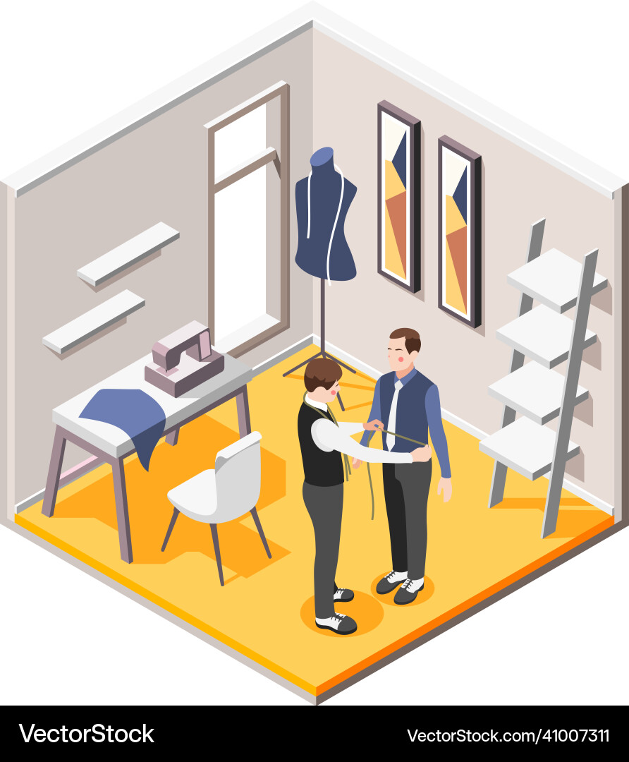 Tailor Shop Isometric Composition Royalty Free Vector Image