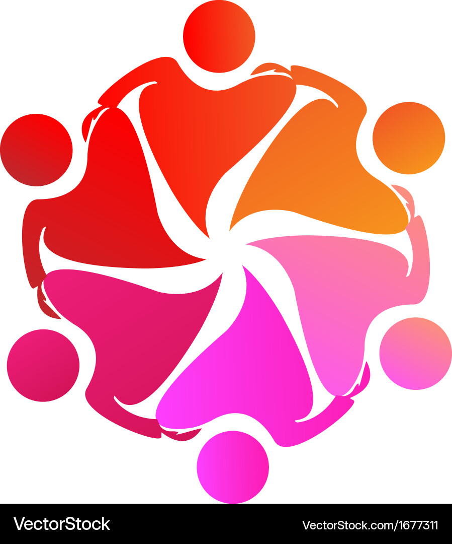 Teamwork hug love logo Royalty Free Vector Image