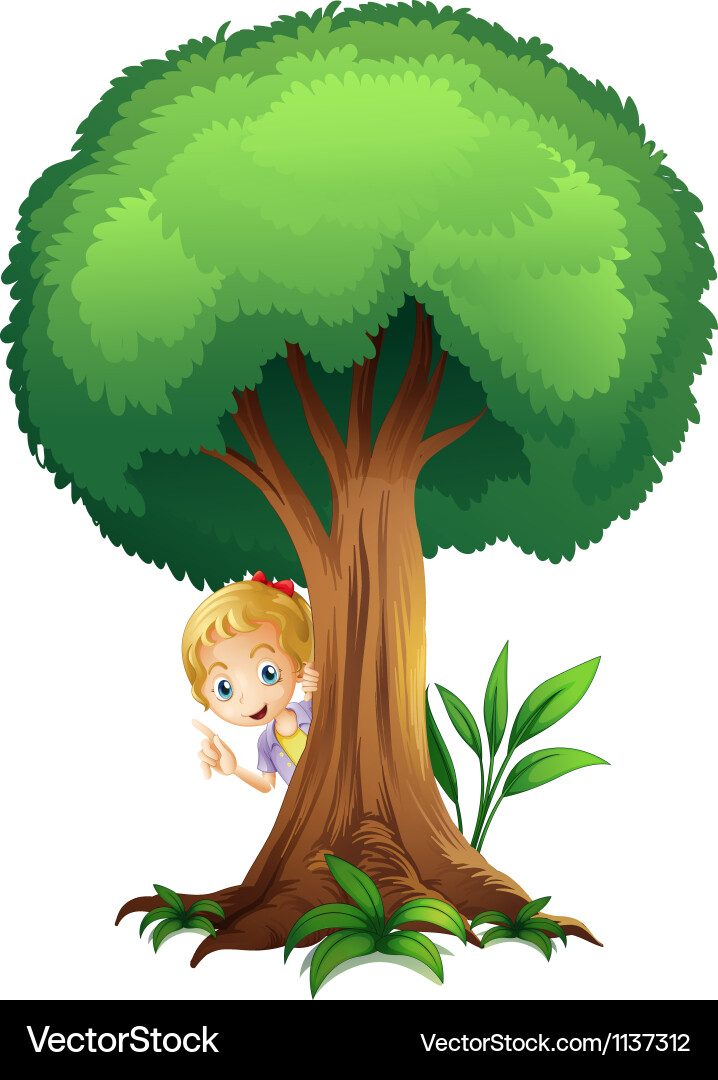 A girl and tree Royalty Free Vector Image - VectorStock