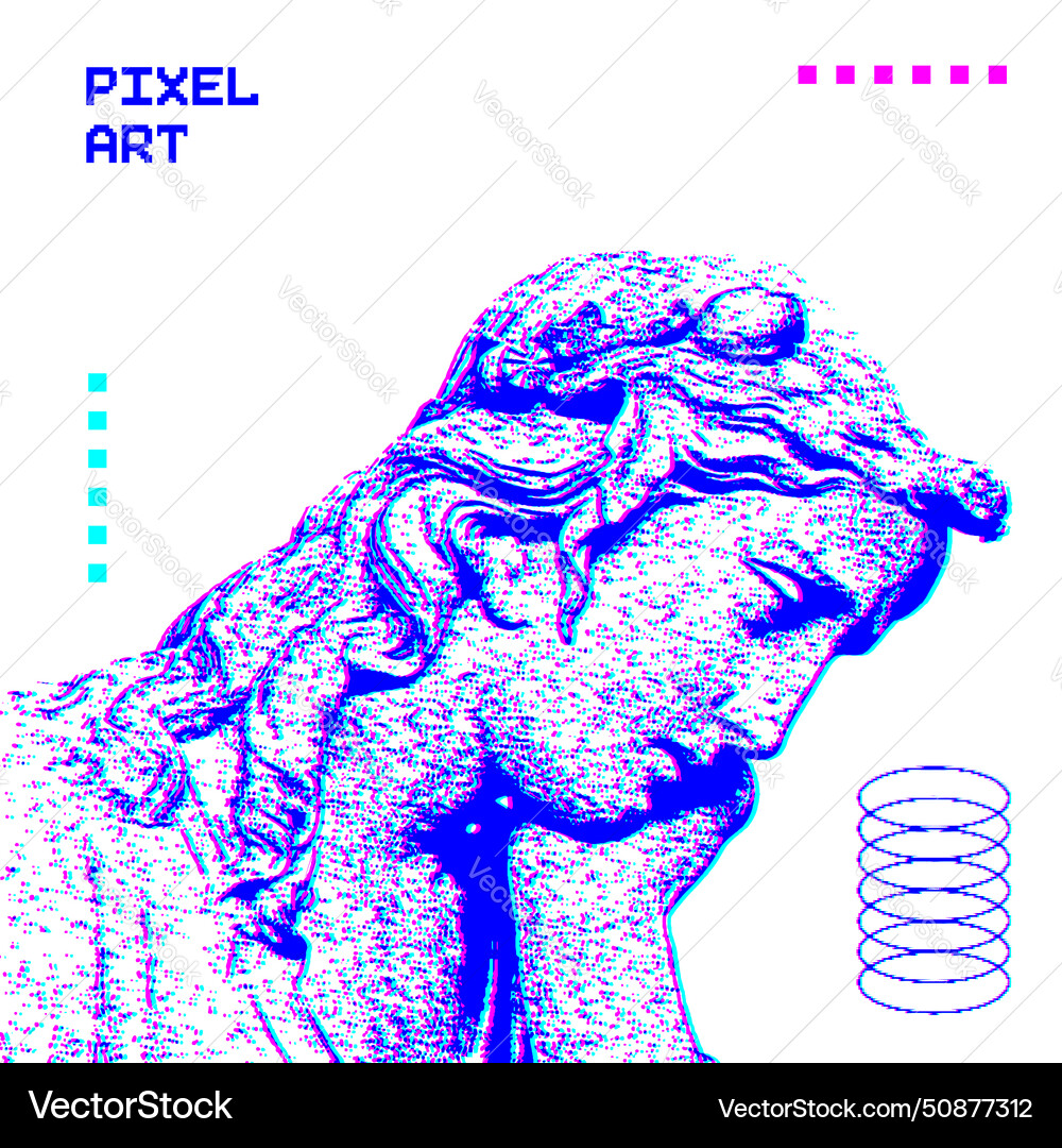 Abstract dot halftone glitched ancient classical Vector Image