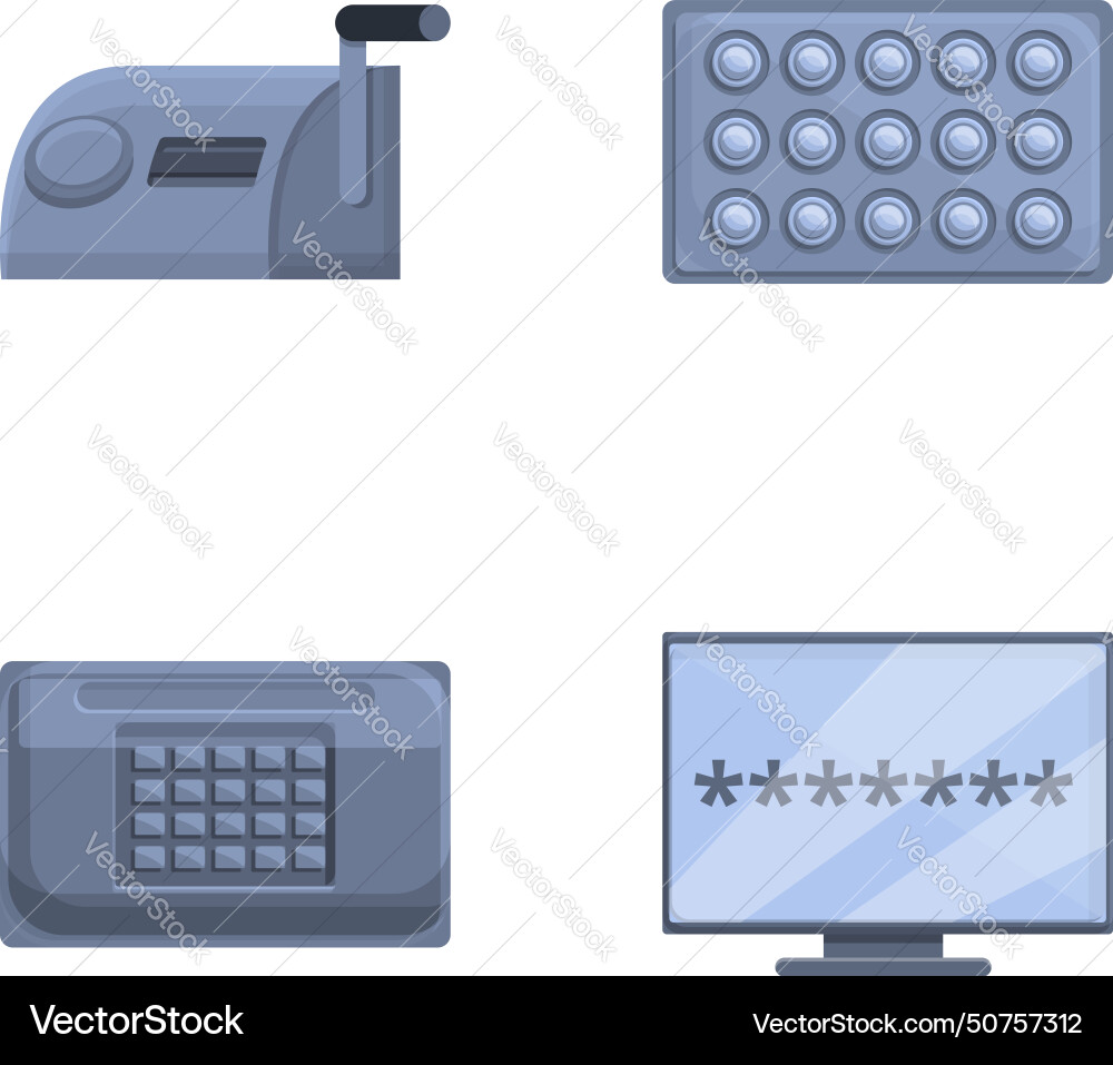 Cipher icons set cartoon various type Royalty Free Vector