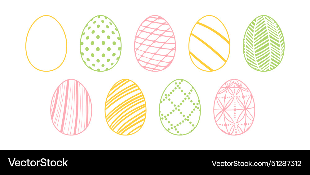 Easter eggs set lineart Royalty Free Vector Image