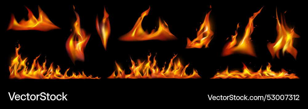 Flaming hot fire burning or heating firing lines Vector Image