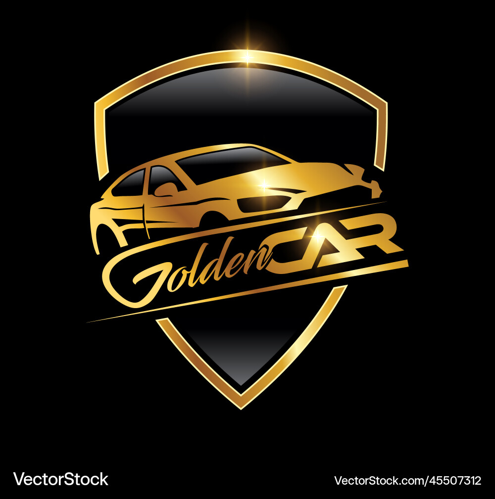 Golden car logo icon Royalty Free Vector Image