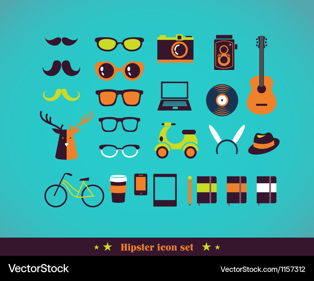 Hipster concept icon set Royalty Free Vector Image