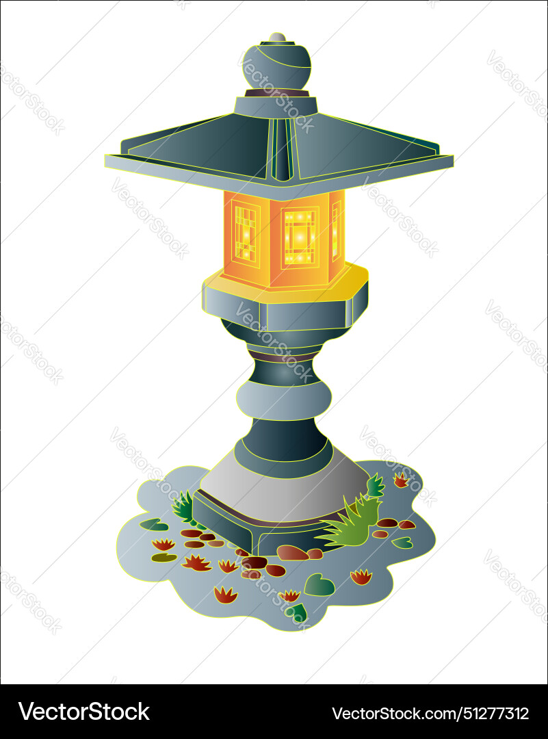 Japanese garden traditional stone lantern toro Vector Image