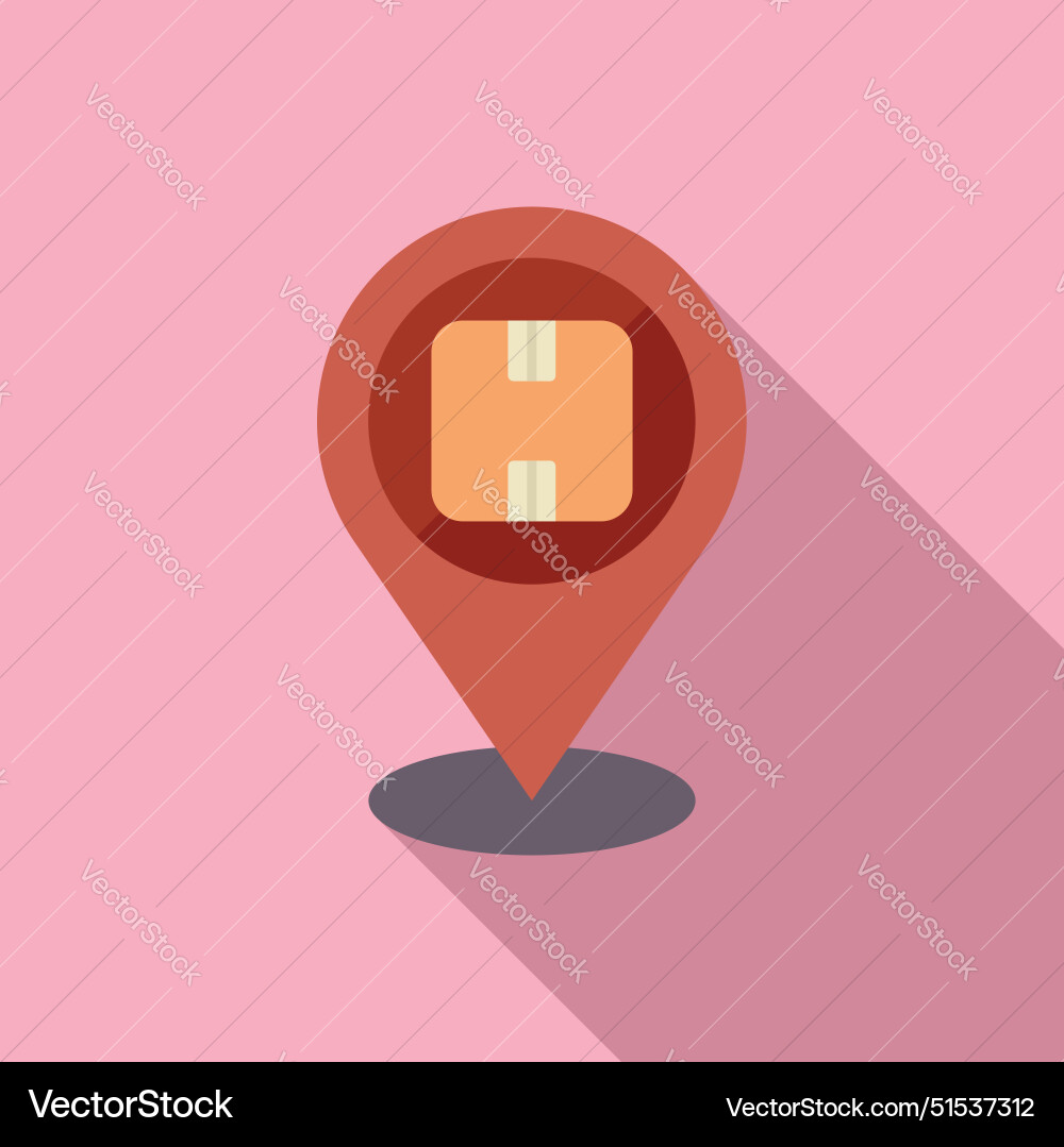 Location pin pointing at shipping box Royalty Free Vector
