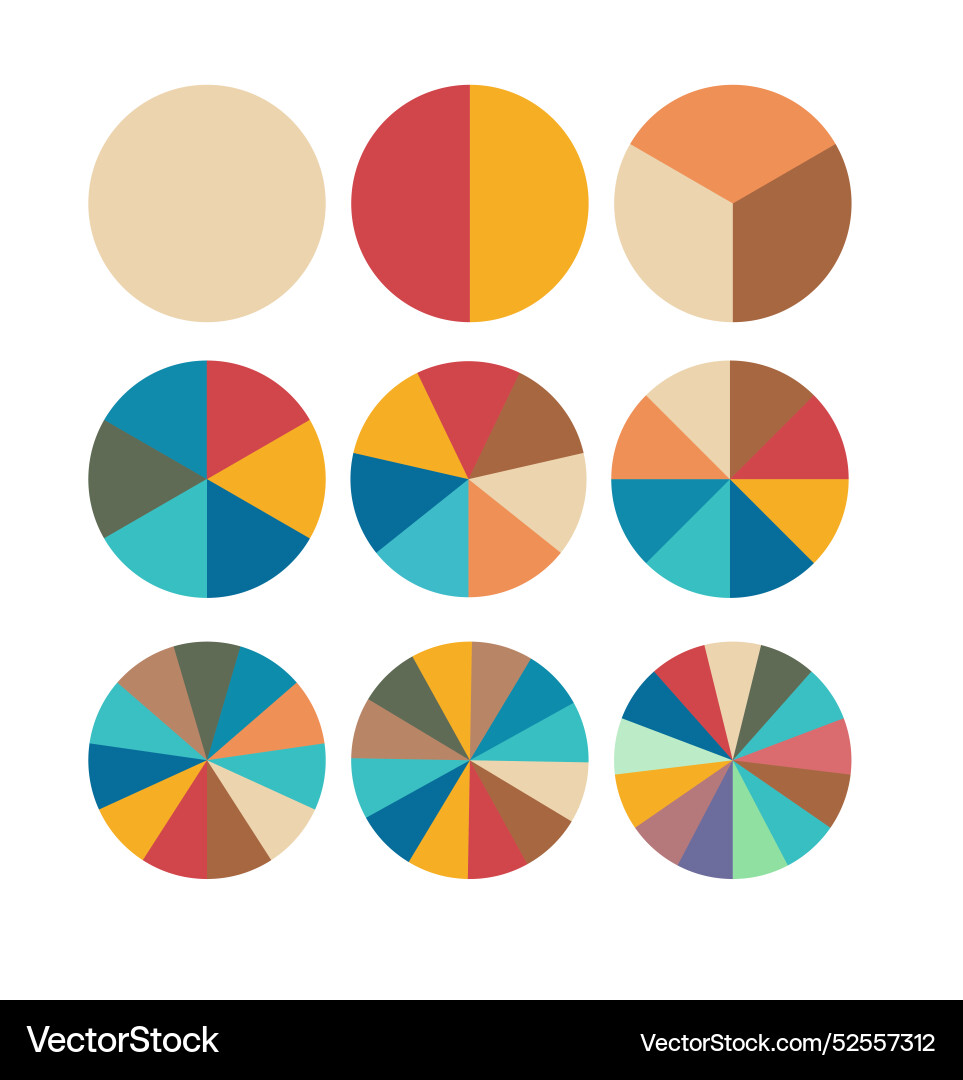 Pie chart set colorful diagram collection Vector Image Pie chart set colorful diagram collection Vector Image