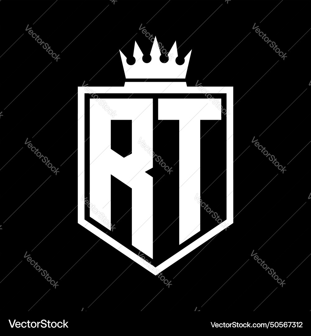 Rt logo monogram bold shield geometric shape Vector Image