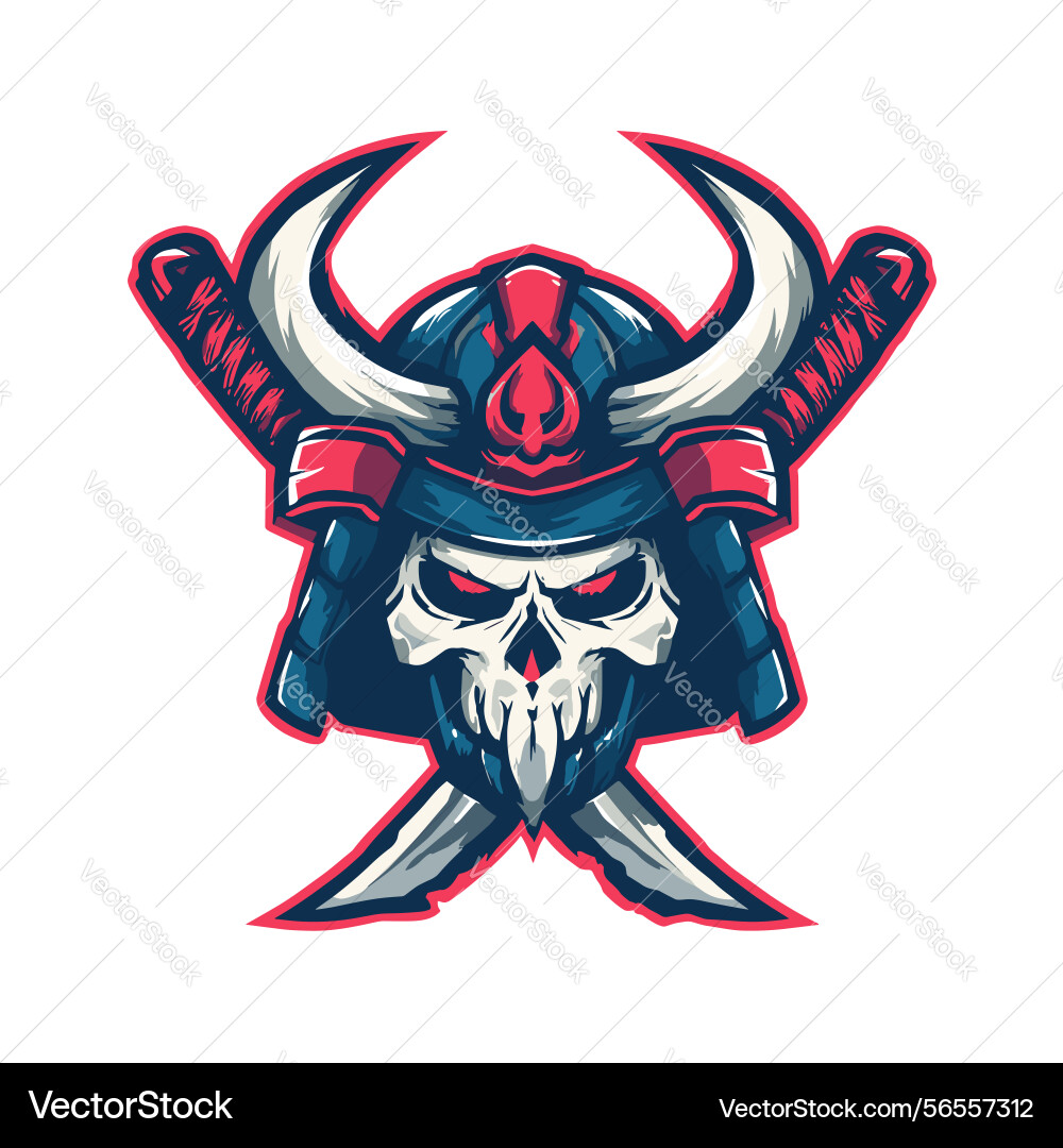 Samurai skull esports logo Royalty Free Vector Image