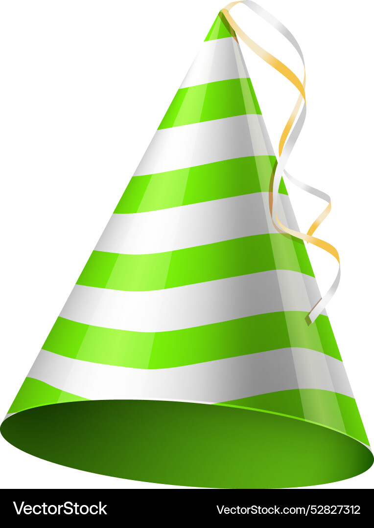 Striped party cap fun hat realistic mockup Vector Image
