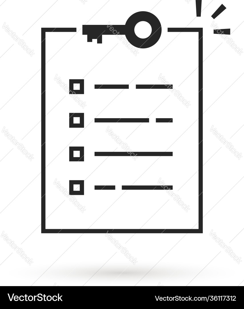 Thin line check list with key takeaway Royalty Free Vector