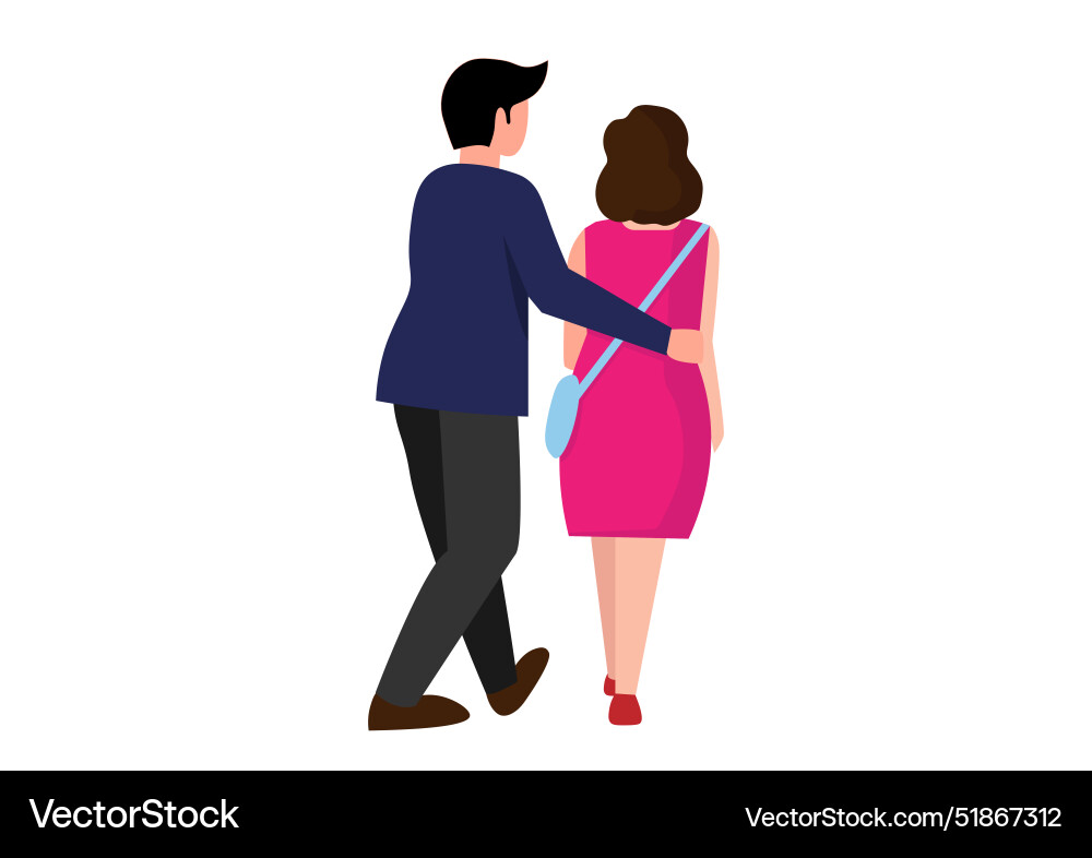 View from behind of young couples walking Vector Image