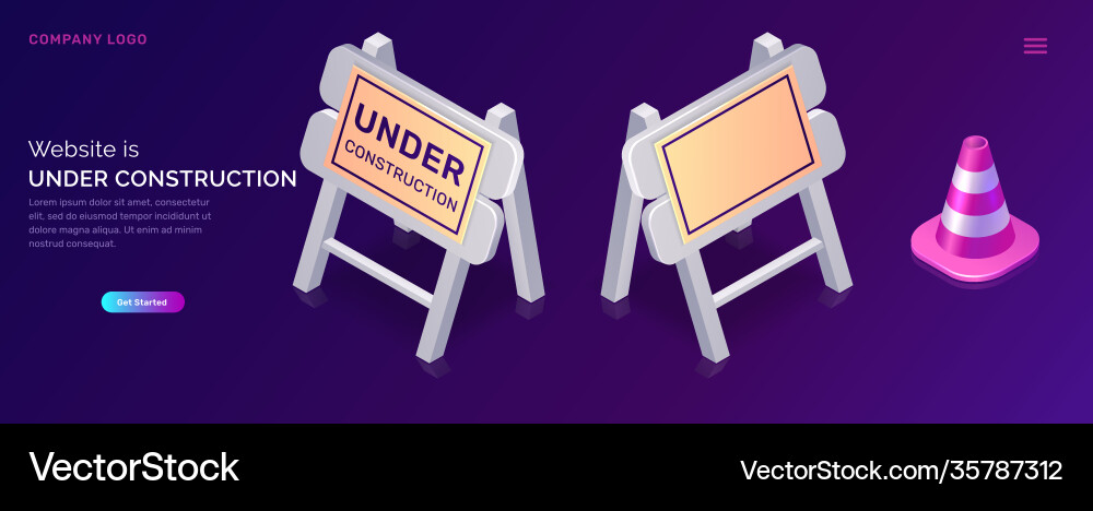 Website under construction maintenance work error Vector Image