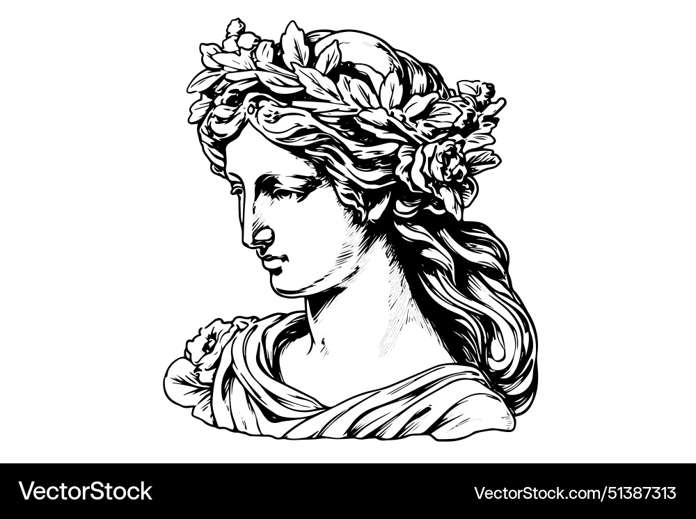 Aphrodite head hand drawn ink sketch engraved Vector Image