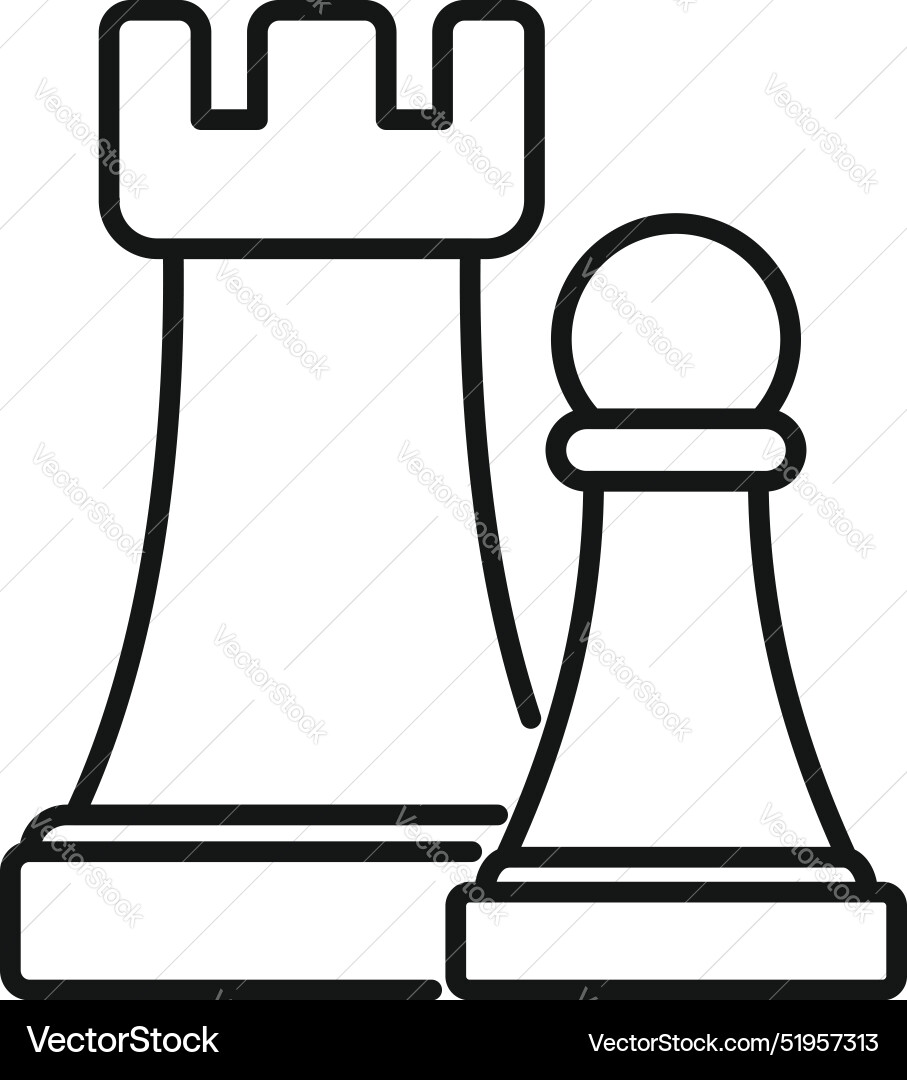 Chess rook standing next to a pawn strategic Vector Image