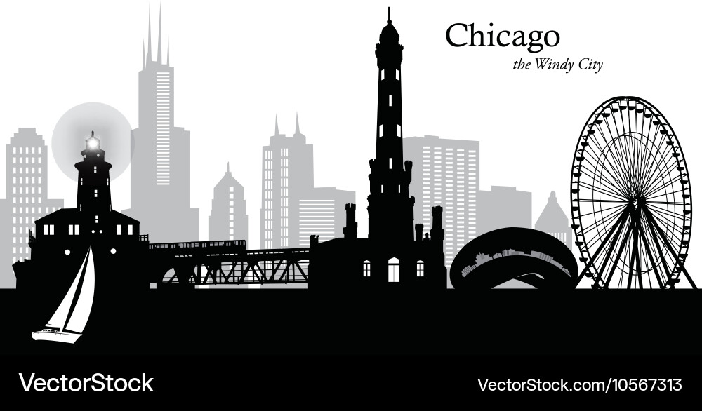 Chicago illinois skyline Royalty Free Vector Image