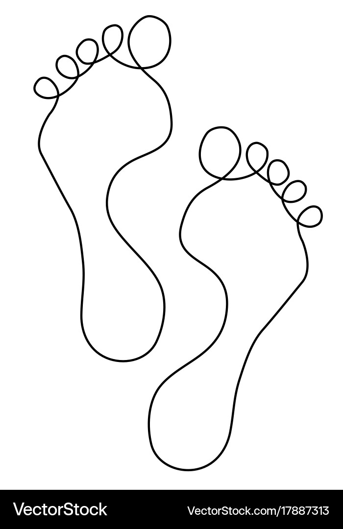 Feet one line drawing Royalty Free Vector Image
