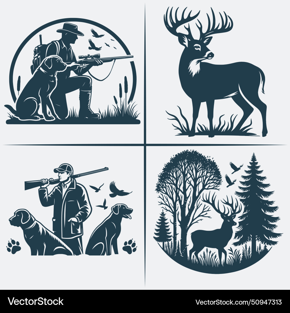 Hunting silhouette svg bundle file Royalty Free Vector Image
