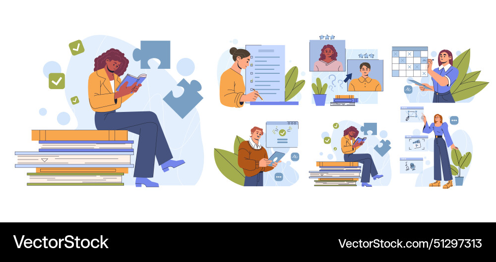 Multitasking Training & Study Sessions Vector Image